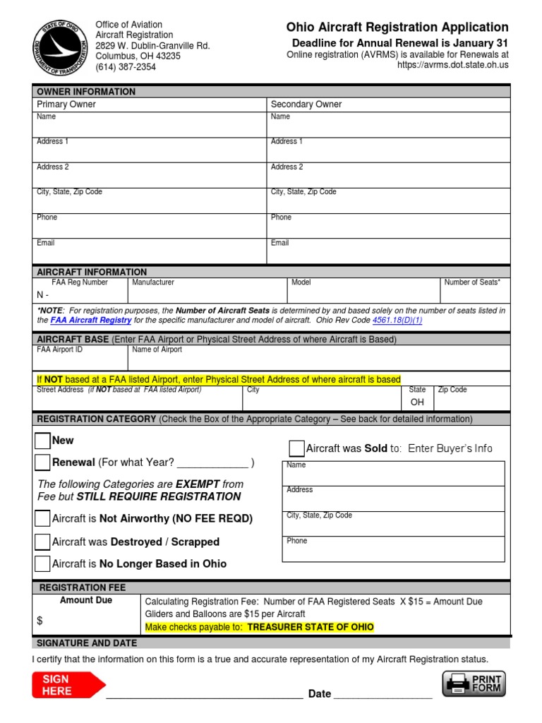 Ohio Aircraft Registration Guide | PDF | Federal Aviation ...
