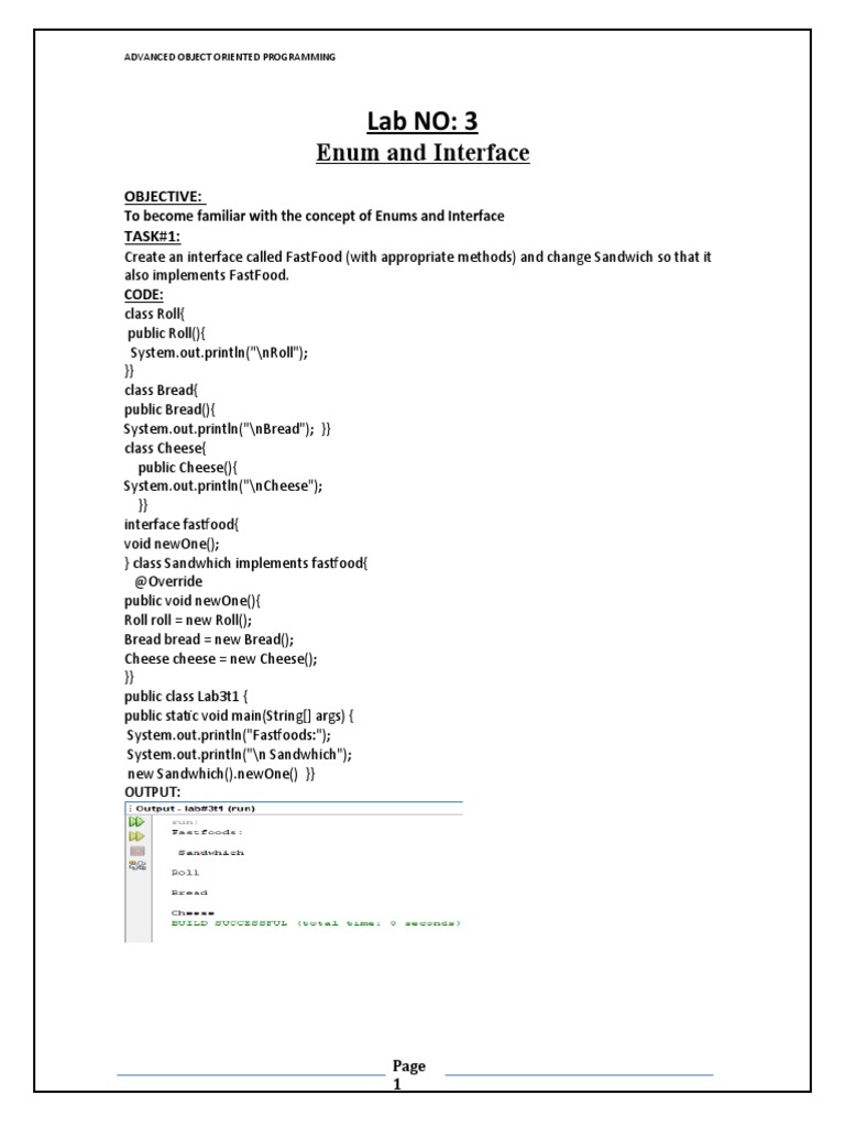 Lab NO: 3: Enum and Interface | PDF | Class (Computer Programming ...