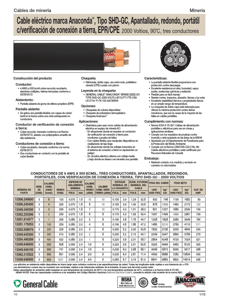 Cable (Español) Anaconda Reg Brand Type SHD GC Power Shielded Round ...