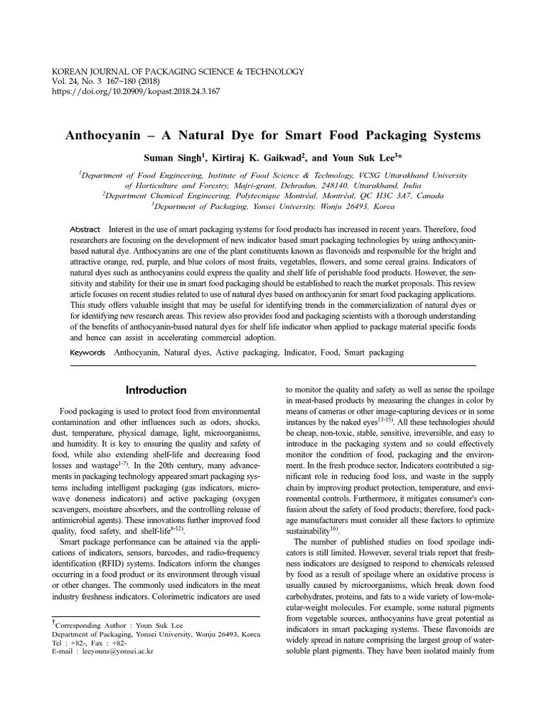 Anthocyanins in Smart Food Packaging | PDF | Mass Spectrometry | Adsorption