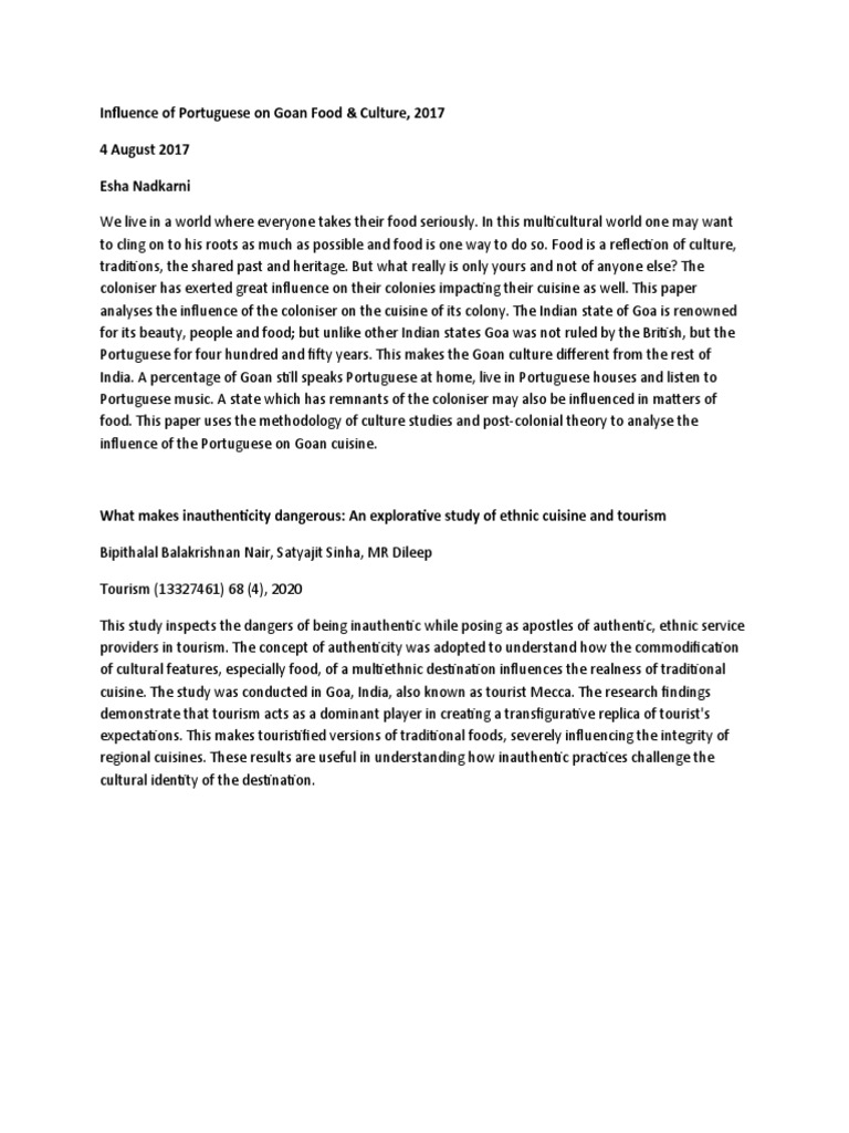 Portuguese Influence on Goan Cuisine | PDF | Indian Cuisine | Curry