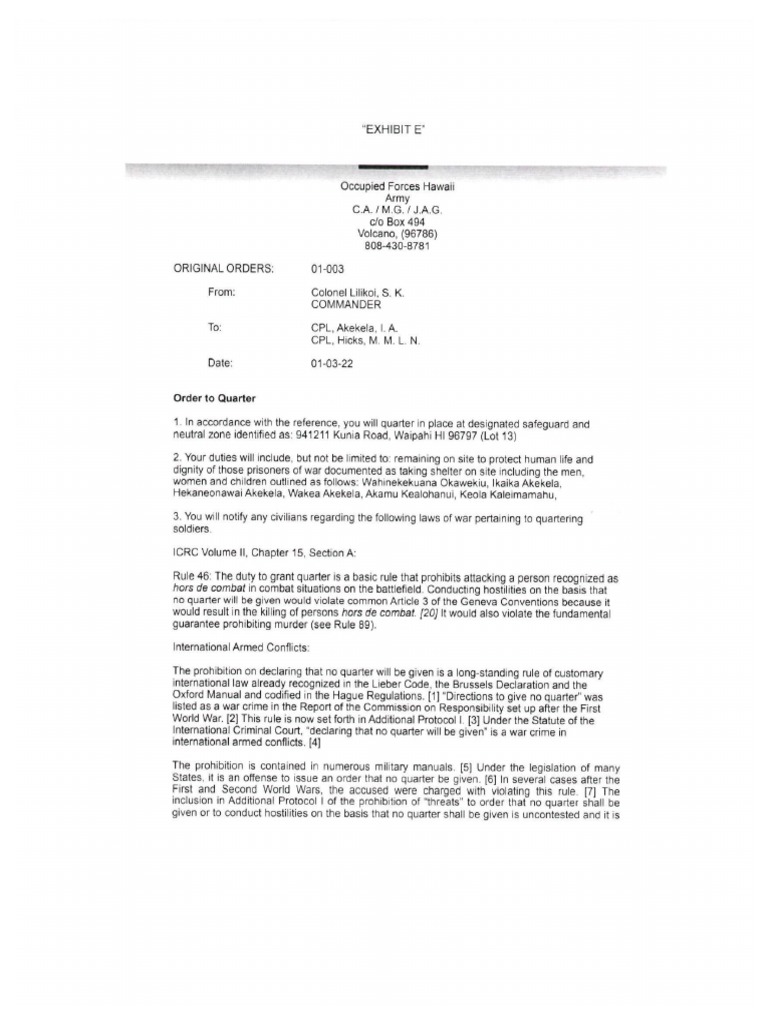 Occupied Forces Hawaii Army, Order To Quarter, January 3, 2022 | PDF ...