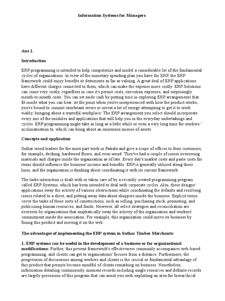 Information Systems For Managers Aman Final | PDF | Enterprise Resource Planning | Cloud Computing