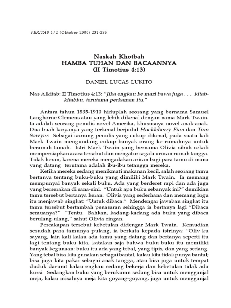 Daniel Lucas Lukito Naskah Khotbah | PDF