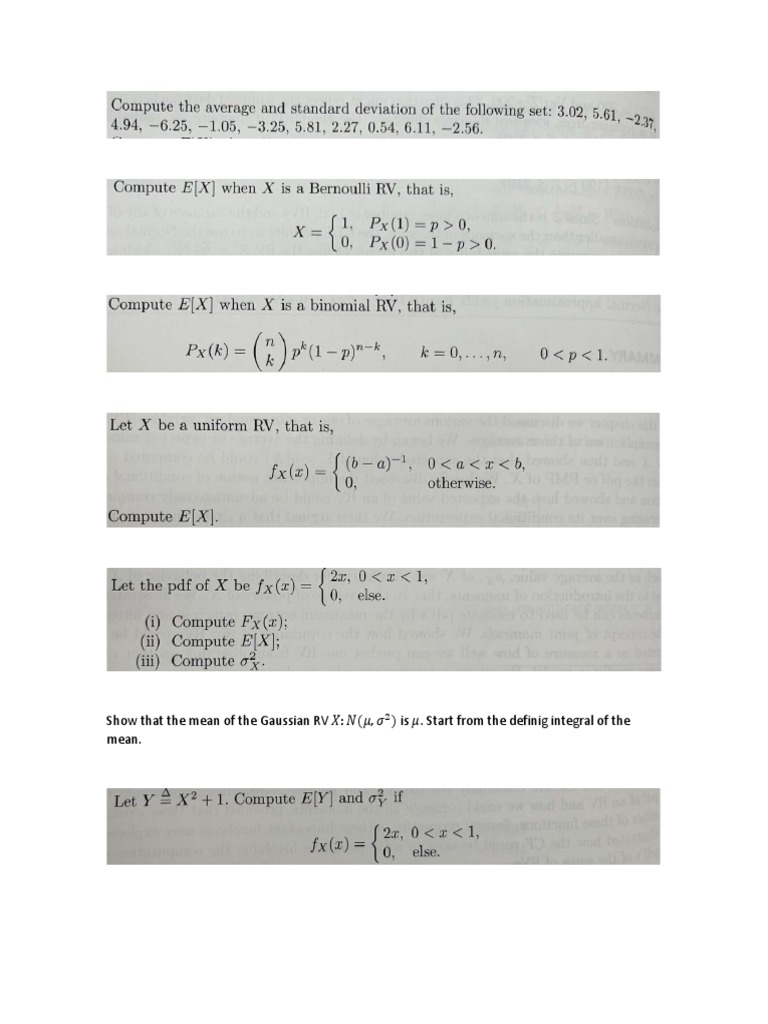 Show That The Mean of The Gaussian RV : (, ) Is . Start From The ...