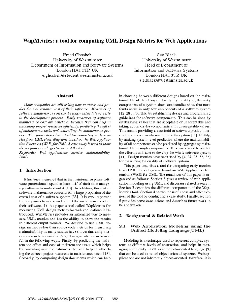 WapMetrics - A Tool For Computing UML Design Metrics ForWeb Applications | PDF | Internet & Web ...