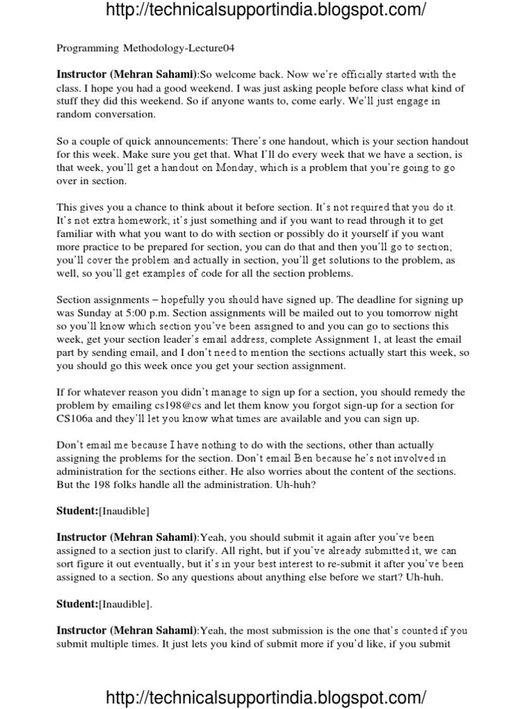 Instructor (Mehran Sahami) :so Welcome Back. Now We | PDF | Source Code ...