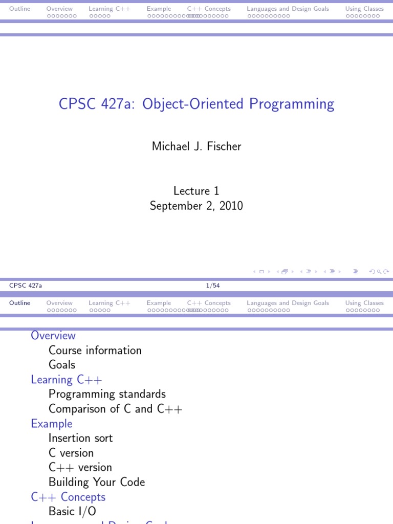 Object Oriented Prog Pdf C Class Computer Programming