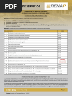 Tarifas de Servicios del RENAP | PDF