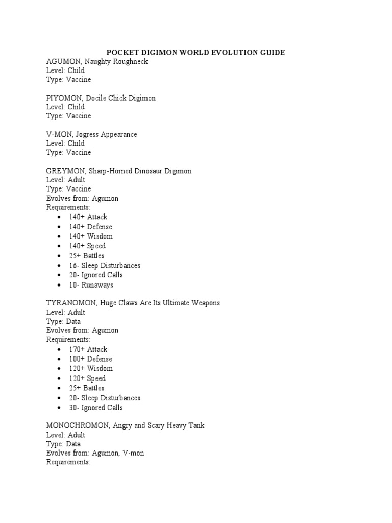 Pocket Digimon World Guide | PDF