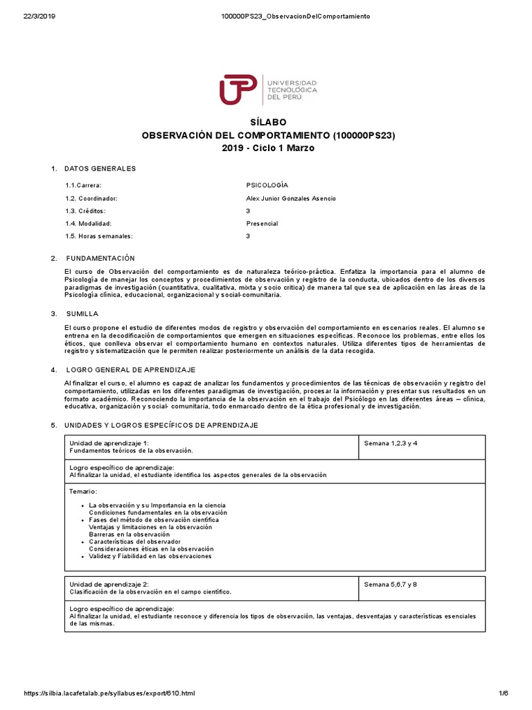Modelo de Silabus | PDF | Sicología | Aprendizaje