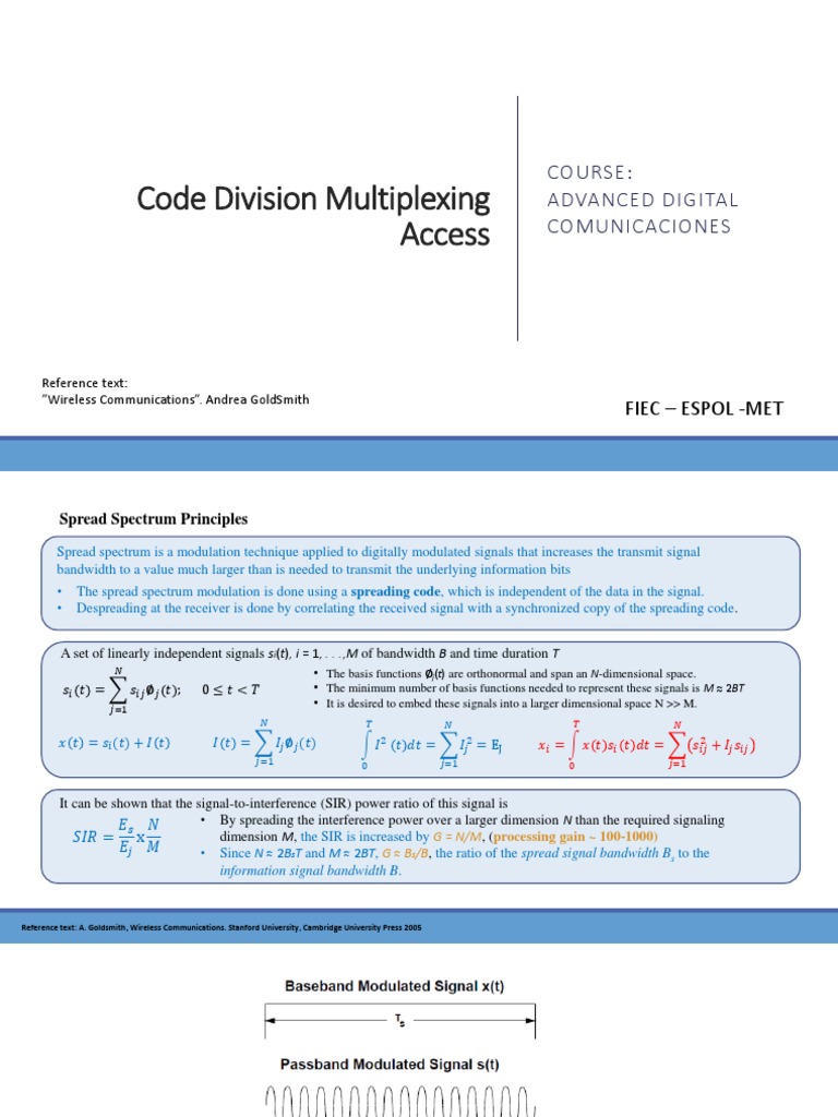 Code Division Multiplexing Access: Course: Advanced Digital Comunicaciones | PDF | Bandwidth ...