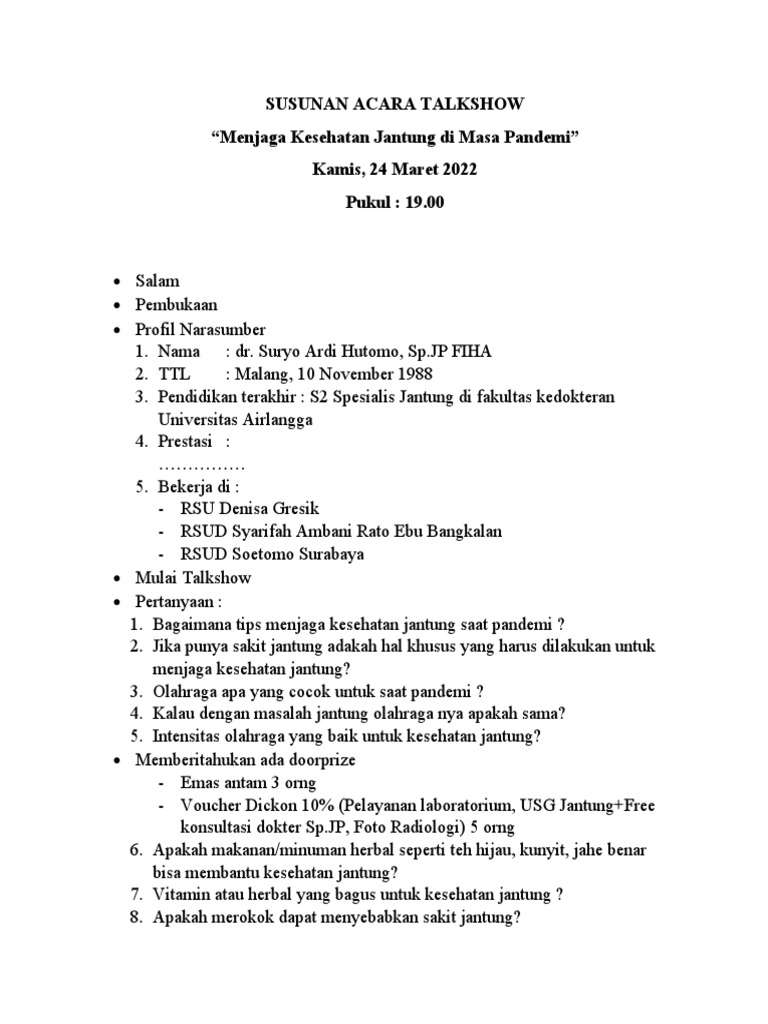 Susunan Acara Talkshow | PDF