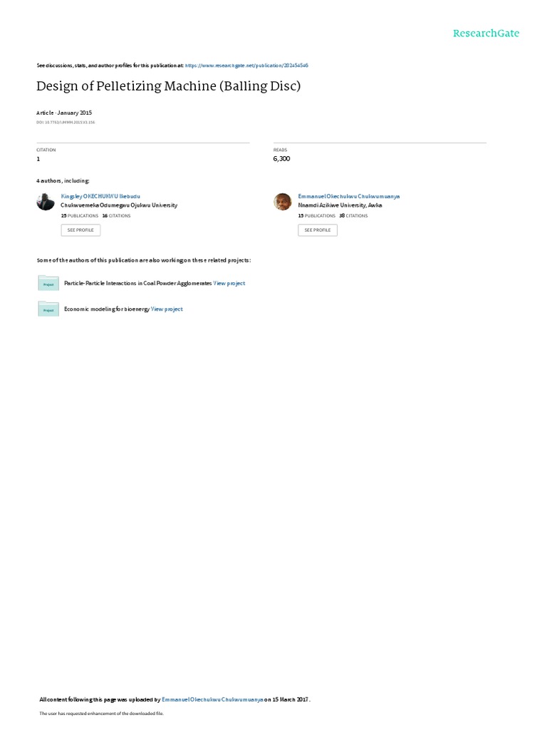 Design of Pelletizing Machine (Balling Disc) : January 2015 | PDF ...