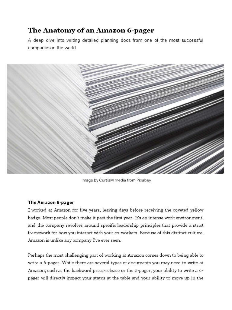 The Anatomy of An Amazon 6-Page | PDF | Leadership | Narrative