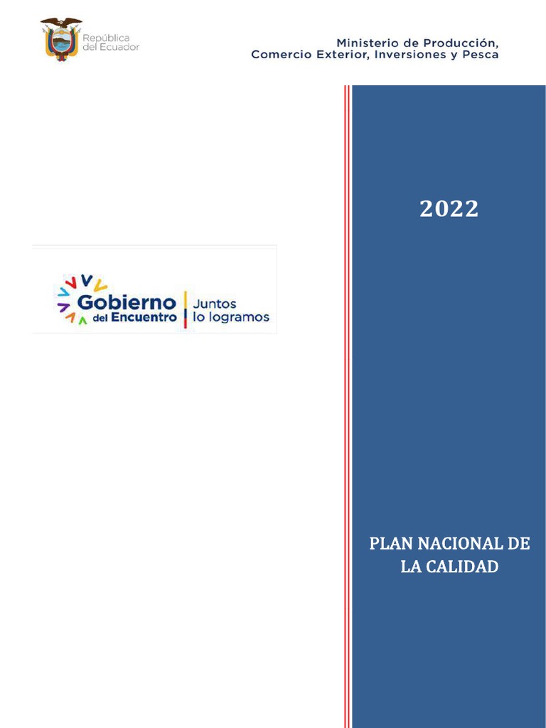 Plan Nacional de Calidad 2022 | PDF | Calidad (comercial) | Ecuador