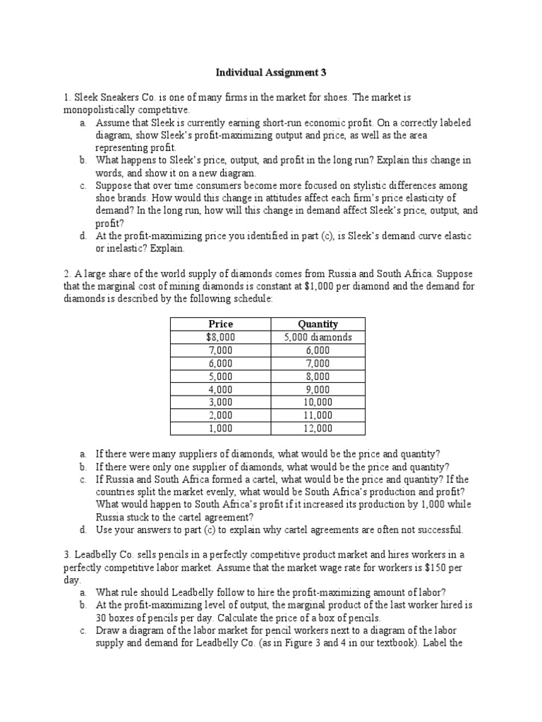 Individual Assignment 3 | PDF | Labour Economics | Demand