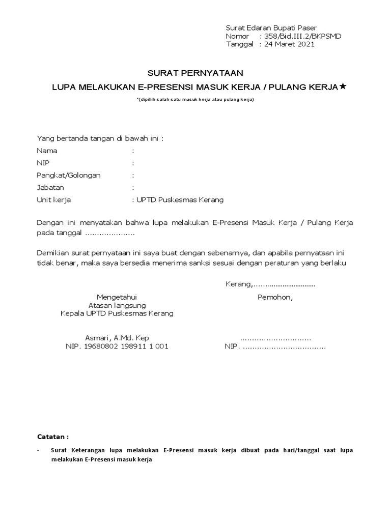 Contoh-Lupa Absen | PDF