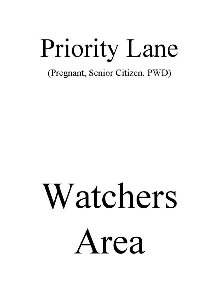 Priority Lane: (Pregnant, Senior Citizen, PWD) | PDF