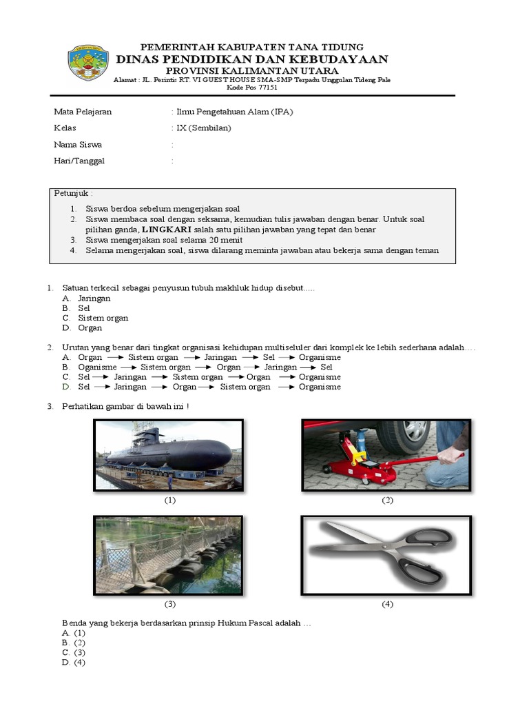Soal Diagnostik Kognitif - IPA-SMP Kelas 9 FIX | PDF