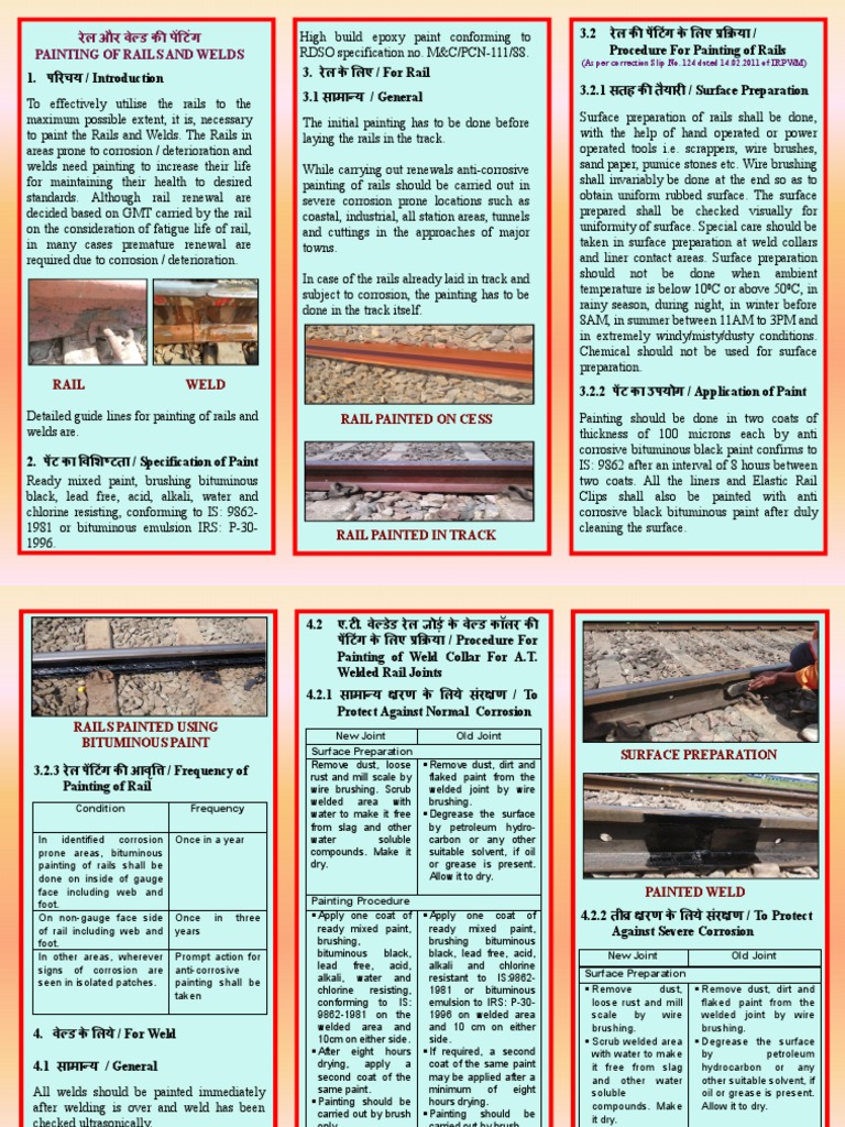 Pamphlet On Painting of Rails & Welds | PDF | Paint | Corrosion