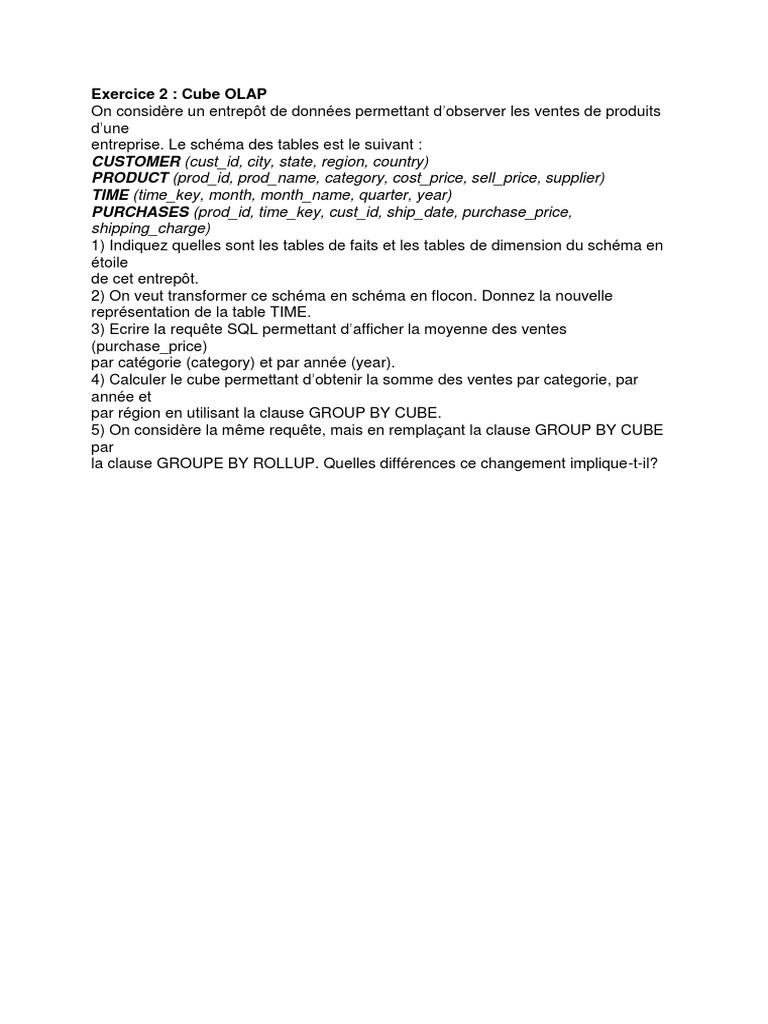 Optimisation Cube OLAP et Requêtes SQL | PDF | Ordinateurs ...