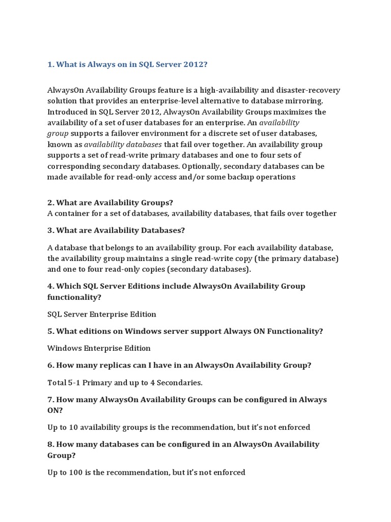 What Is Always On in SQL Server 2012?: Group Supports A Failover ...