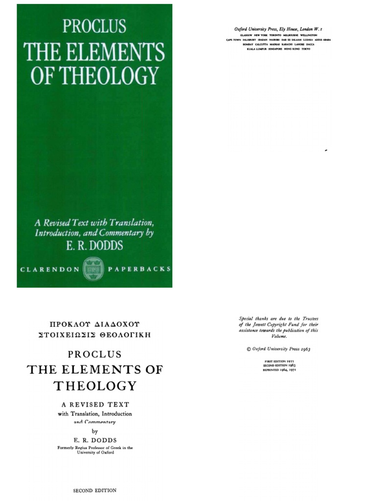 Proclus, ER Dodds (TR) - The Elements of Theology | PDF