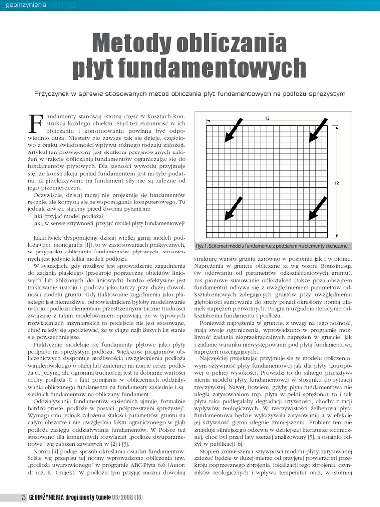 Metody Obliczania Płyt Fundamentowych | PDF