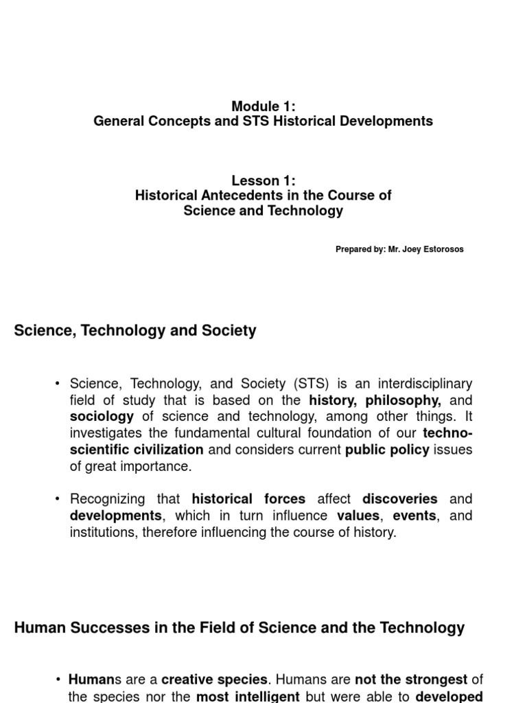 Module 1 Lesson 1 Historical Antecedents in The Course of Science and ...