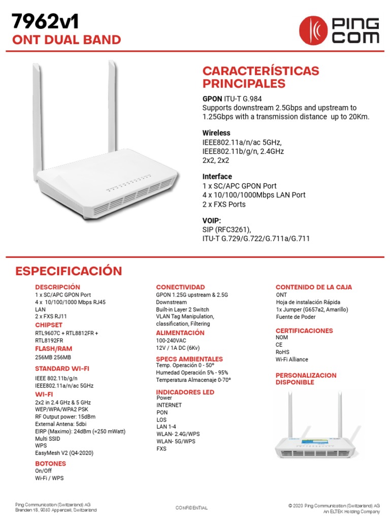 Ont Dual Band: Características Principales | PDF | Wi Fi | Wireless Lan