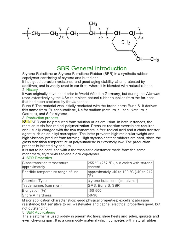 SBR General Introduction: History | PDF | Amorphous Solid | Chemical ...