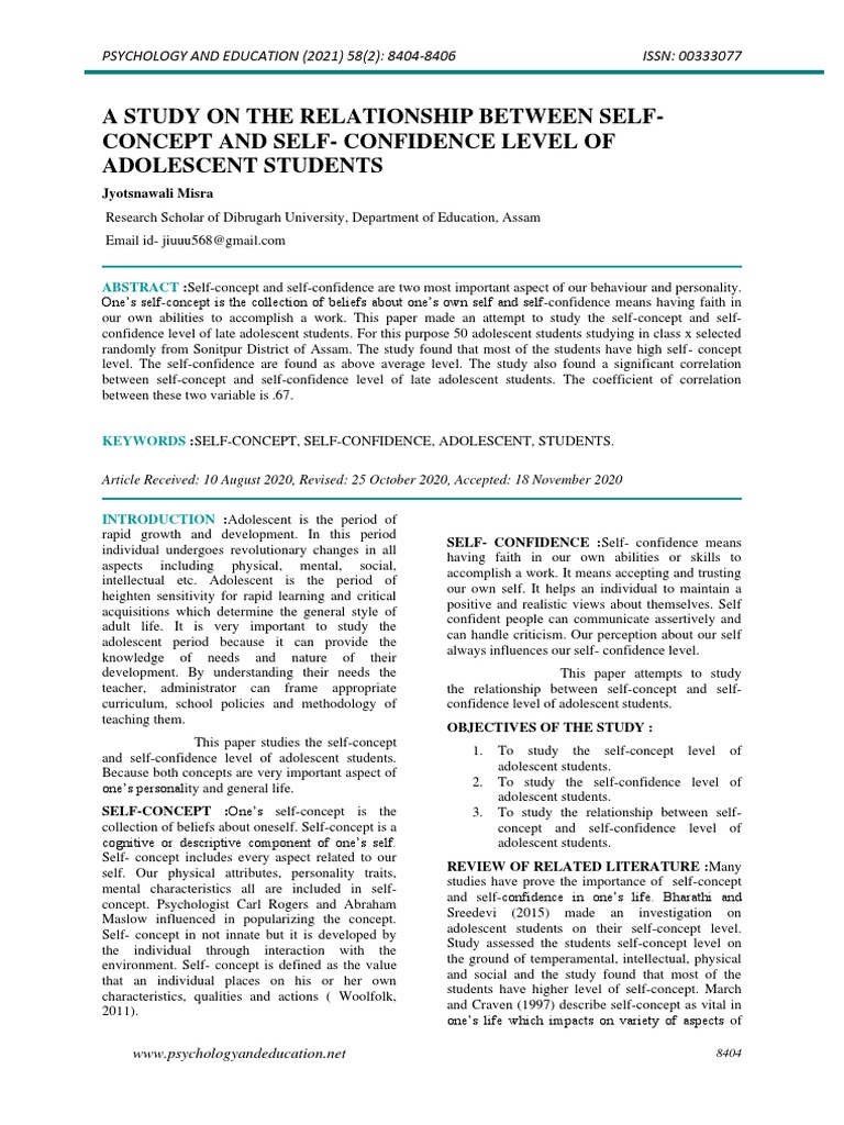 A Study On The Relationship Between Self-Concept and Self - Confidence ...