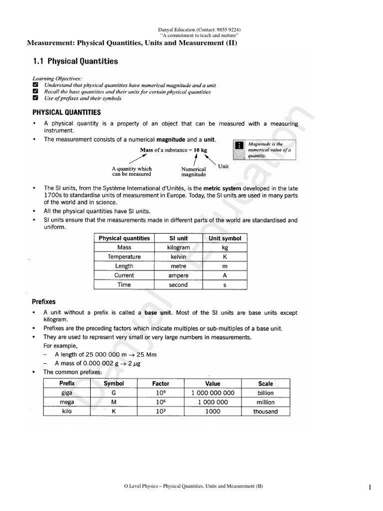 Danyal Education: Measurement: Physical Quantities, Units and Measurement (II) | PDF | Metrology ...
