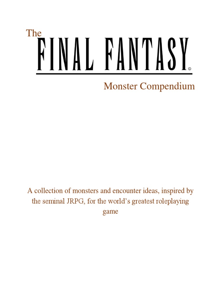 Final Fantasy Monster Compendium | PDF | Predation