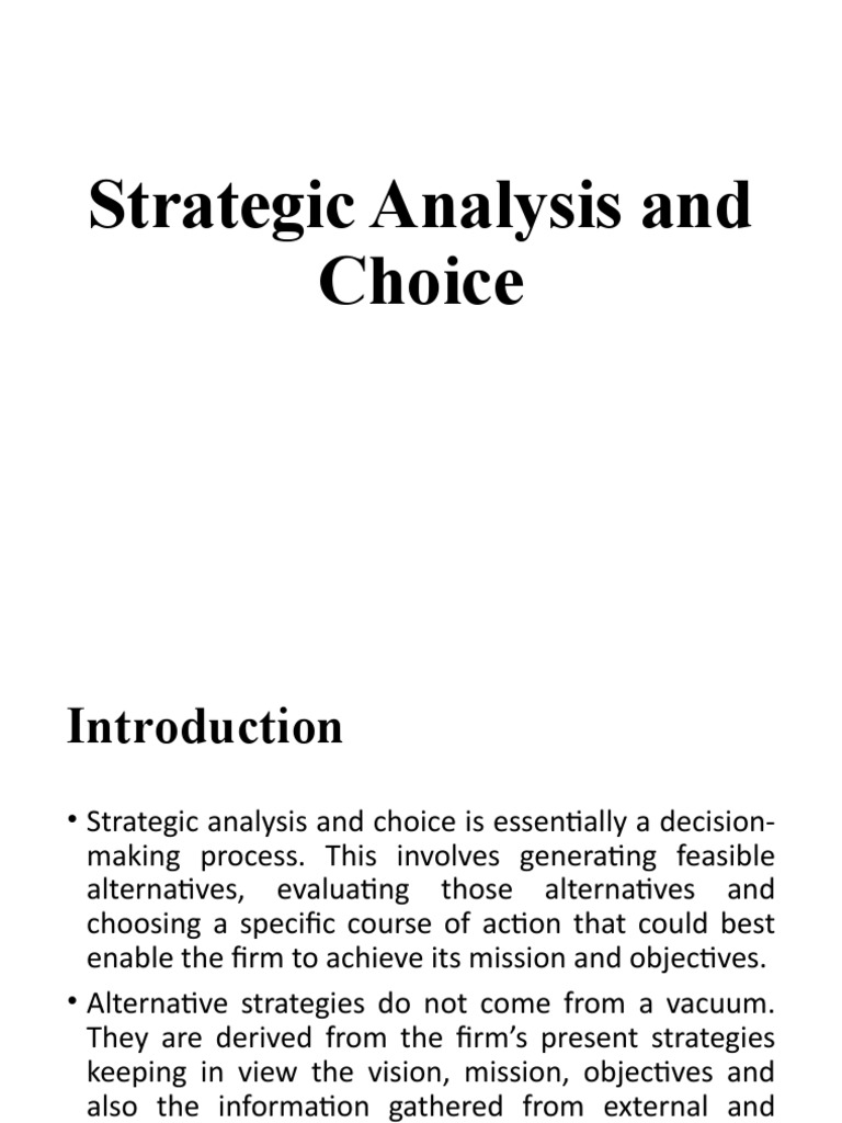 Strategic Analysis and Choice | PDF | Choice | Economies
