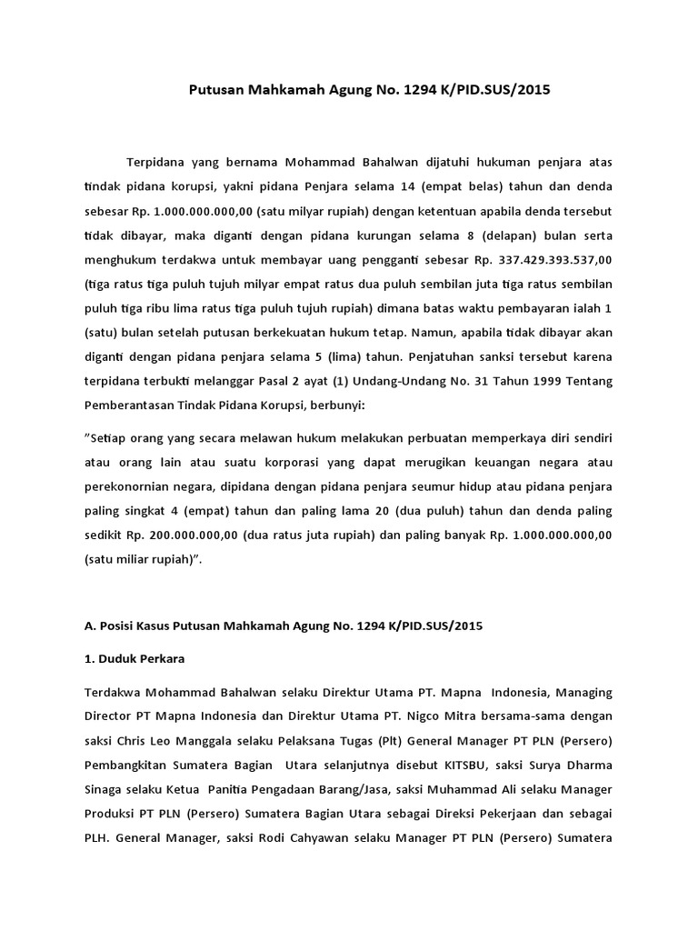 Putusan MA | PDF | Pengelolaan Keuangan & Uang | Ilmu Sosial