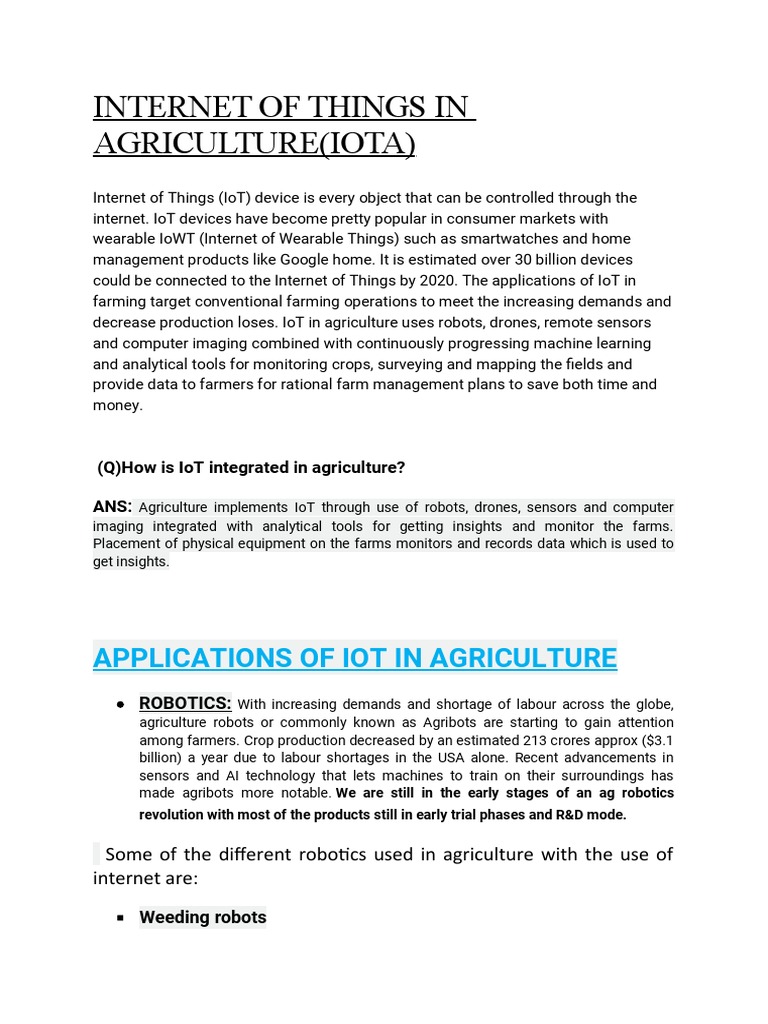 Internet of Things in Agriculture | PDF | Internet Of Things | Ph