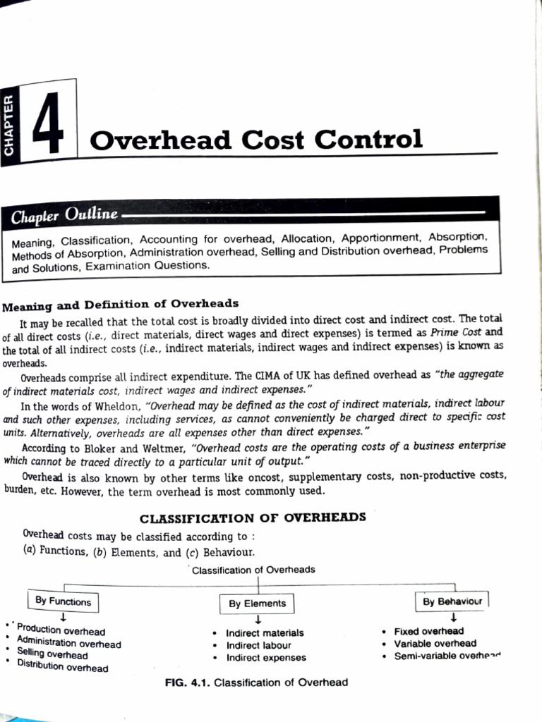 Overhead Cost Control: The Operating Ofa | PDF | Expense | Financial ...