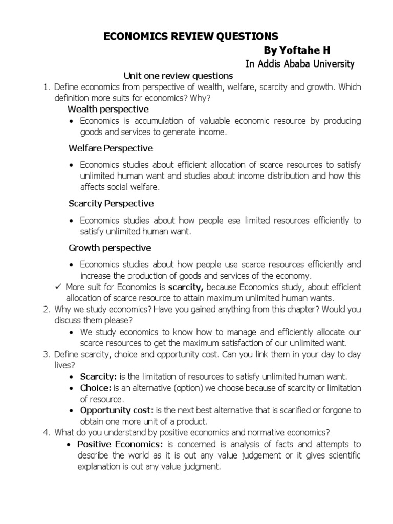 Economics Unit 1 - 6 Review Questions | PDF | Utility | Demand