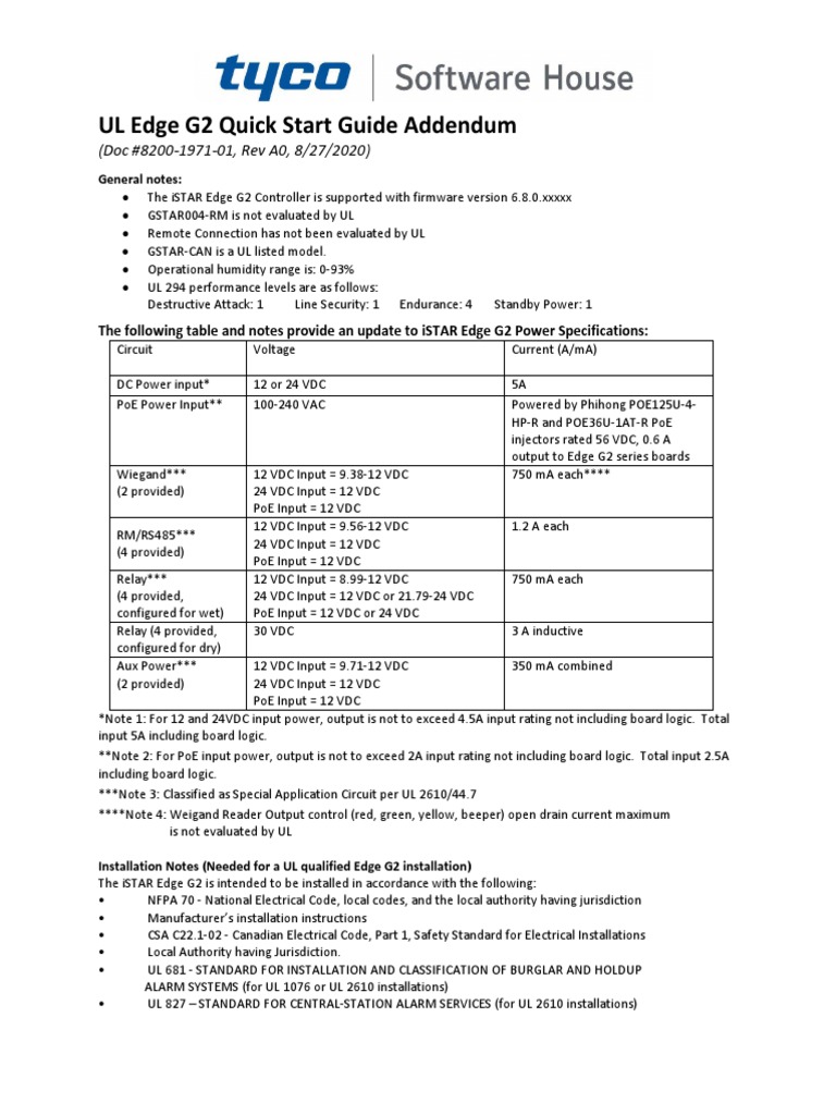 iSTAR Edge G2 Installation Guide | PDF | Security Alarm | Power Supply