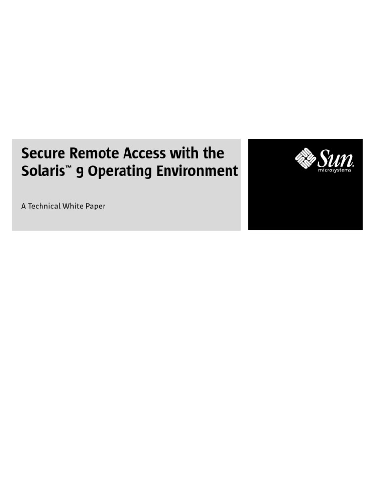 Secure Remote Access With The Solaris™ 9 Operating Environment Pdf