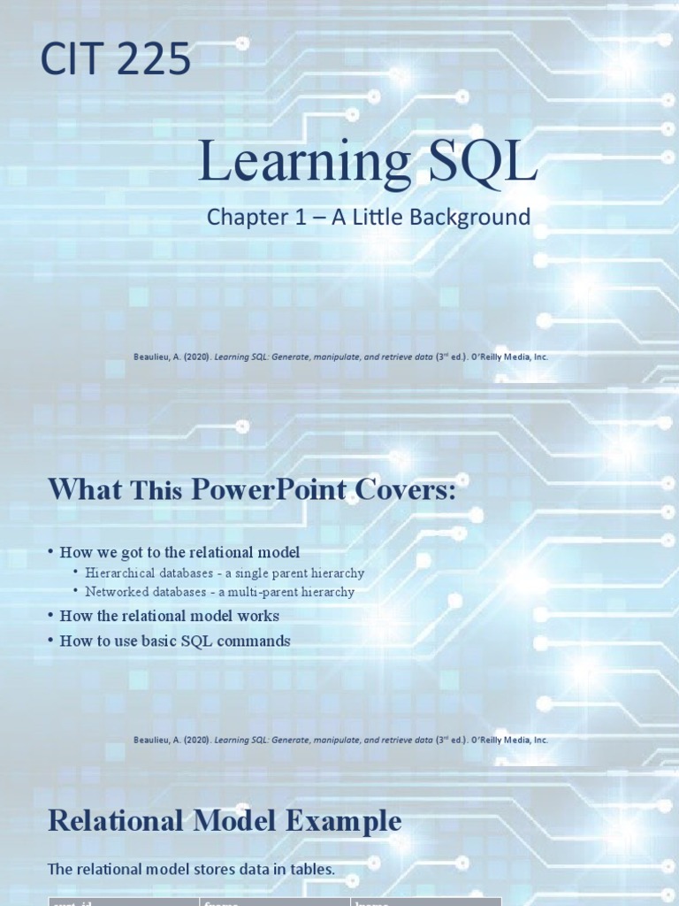 Learning SQL: Chapter 1 - A Little Background | PDF | Relational ...