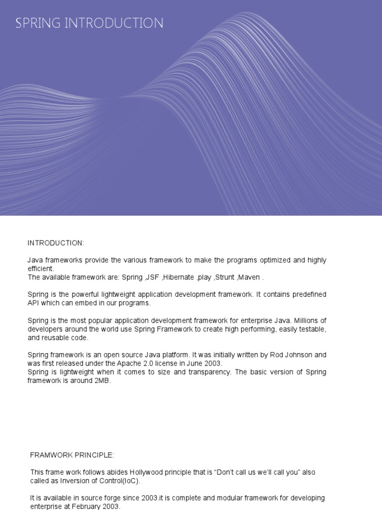 Spring Introduction Pdf Spring Framework Class Computer Programming