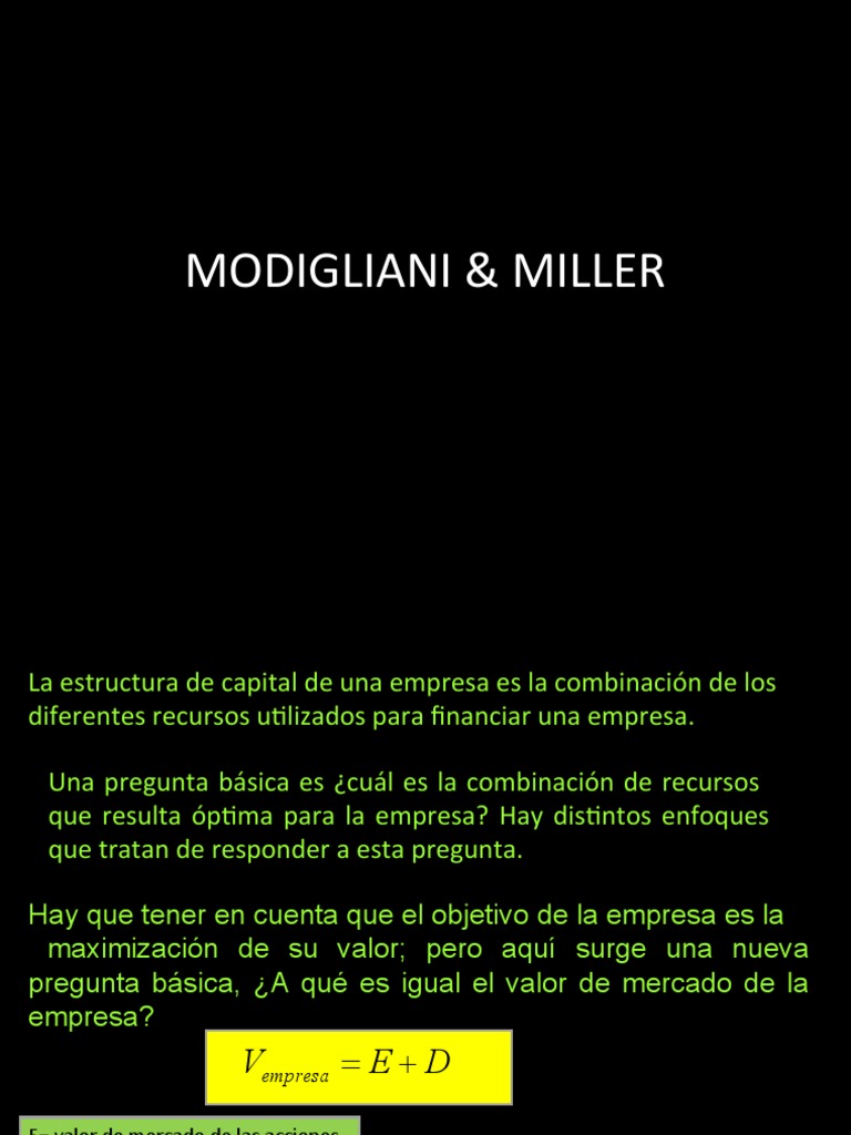 Modigliani y Miller | PDF | Compartir (Finanzas) | Business