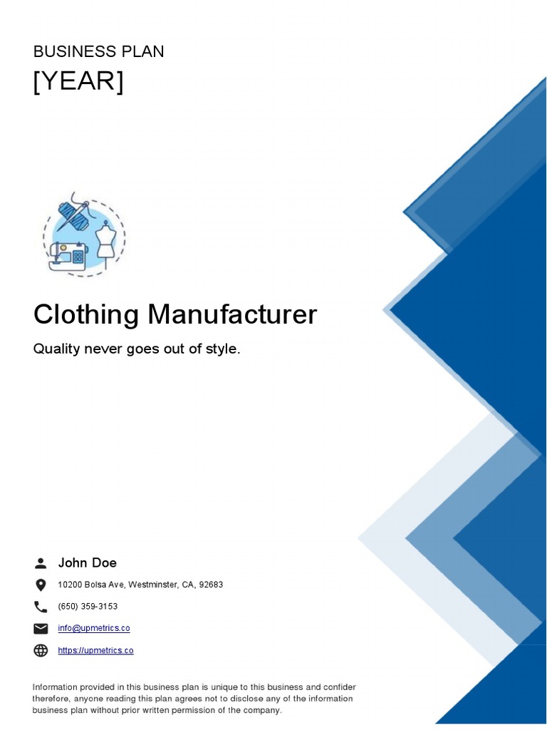 Clothing Manufacturer Business Plan Example | PDF | Gross Margin ...