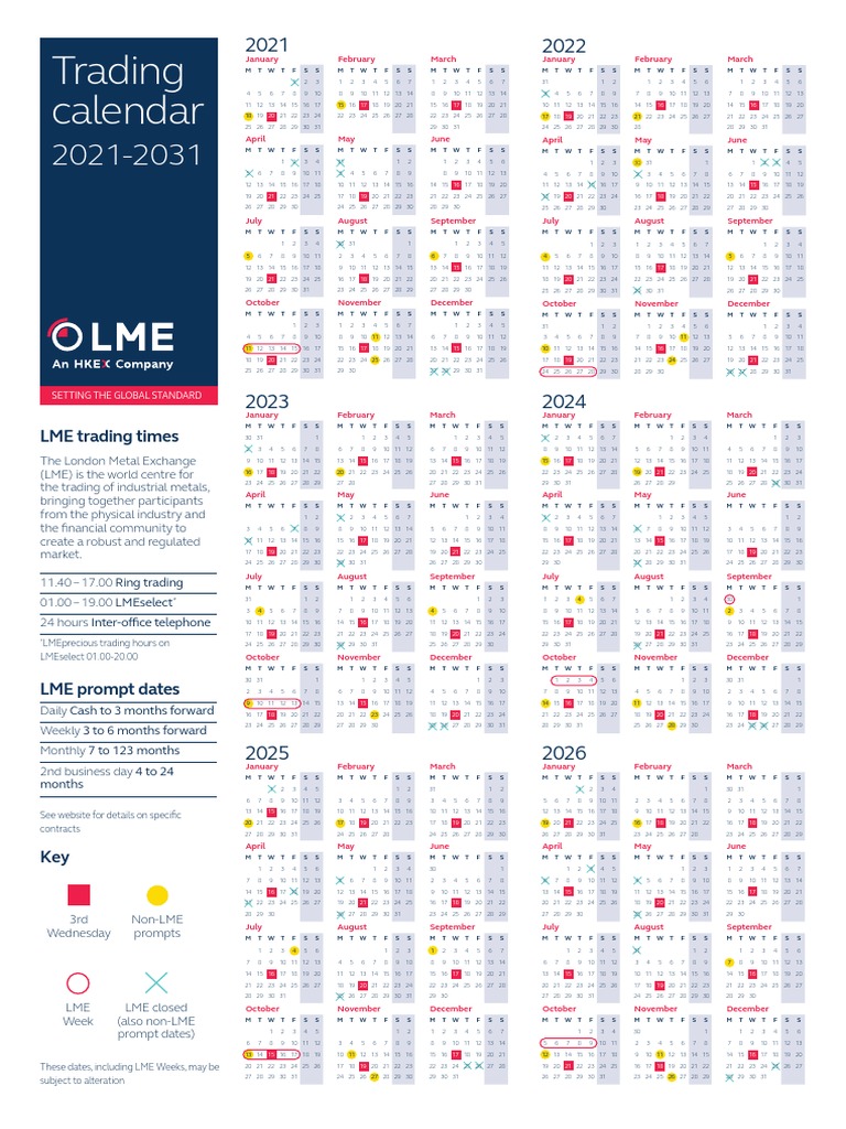 LME Trading Calendar 2021 2031 | PDF | Currency | International Finance