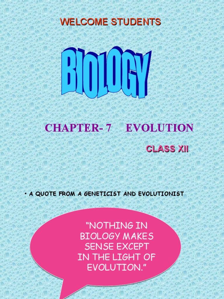 Chapter-7 Evolution: Welcome Students | PDF | Natural Selection ...