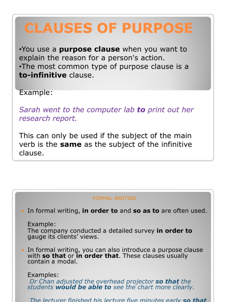 Clauses of Purpose | PDF