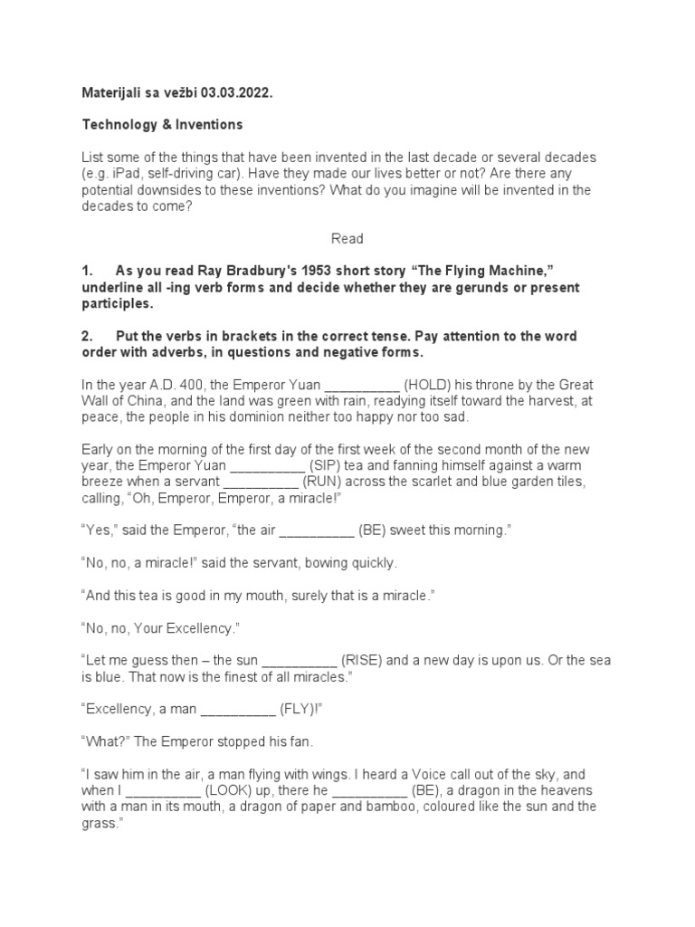 The Flying Machine, Part I (03.03.2022.) | PDF | Verb